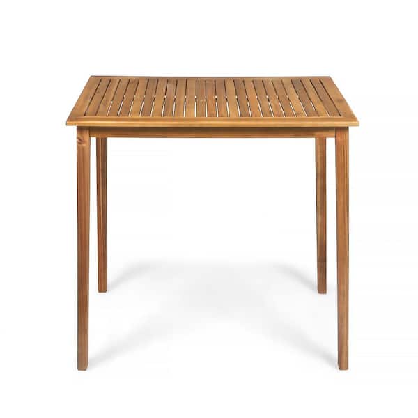 1-Piece Teak Outdoor Minimalist Acacia Wood Rectangle Bar Table with ...
