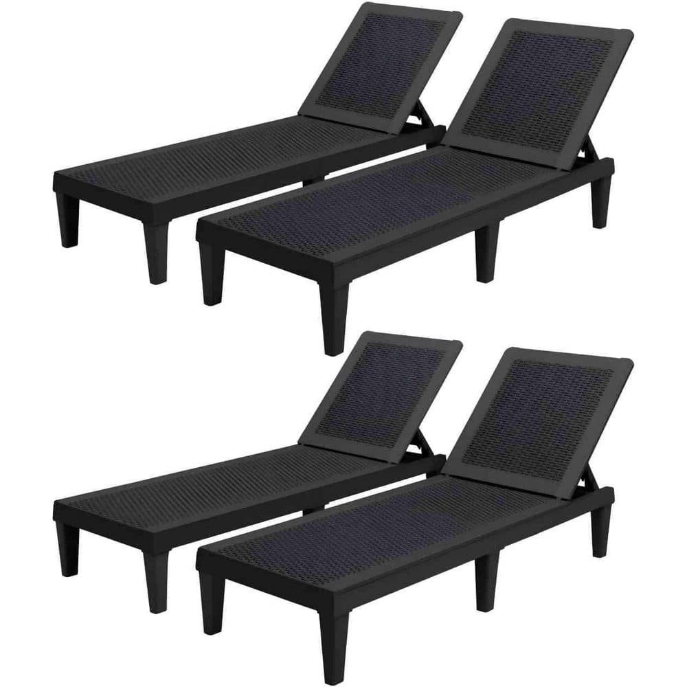 Tozey Resin Outdoor Chaise Lounge (Set of 4), Waterproof Quick Assembly ...