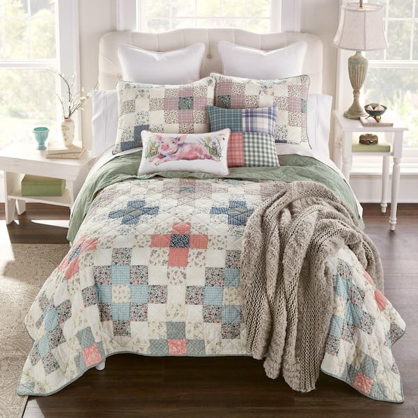 DONNA SHARP April Patch 3-Piece Multi-Color Cotton King Quilt Set 67403 ...