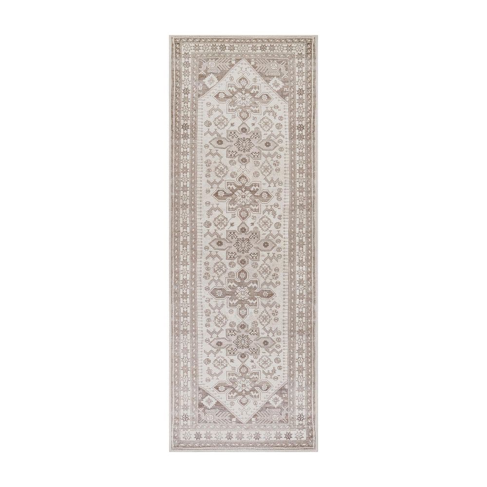 My Magic Carpet Saraz Grey Silver/Off White Washable Rug 2.5 ft. x 7 ft ...