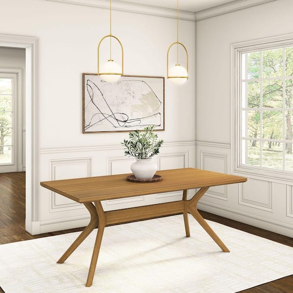 PLANK+BEAM Verso Scandinavian Pecan Wood 72 in. Cross Leg Dining Table ...