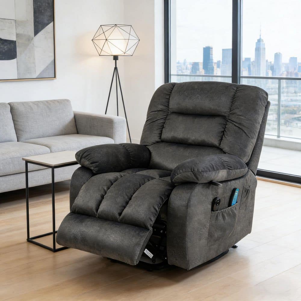 Boyel Living Grayish Blue Large Size Velvet Electric Power Lift ...