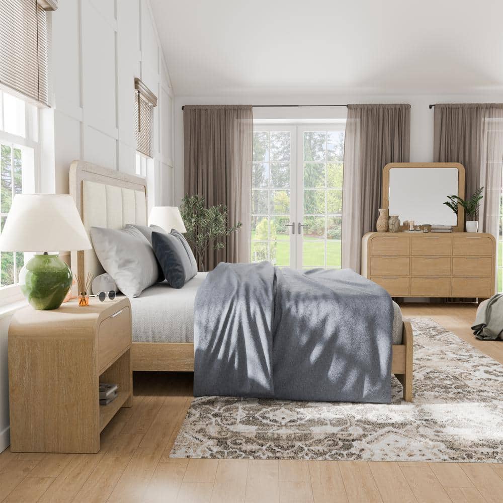 Furniture of America Falkner 5-Piece Modern Natural Wood Queen Panel ...