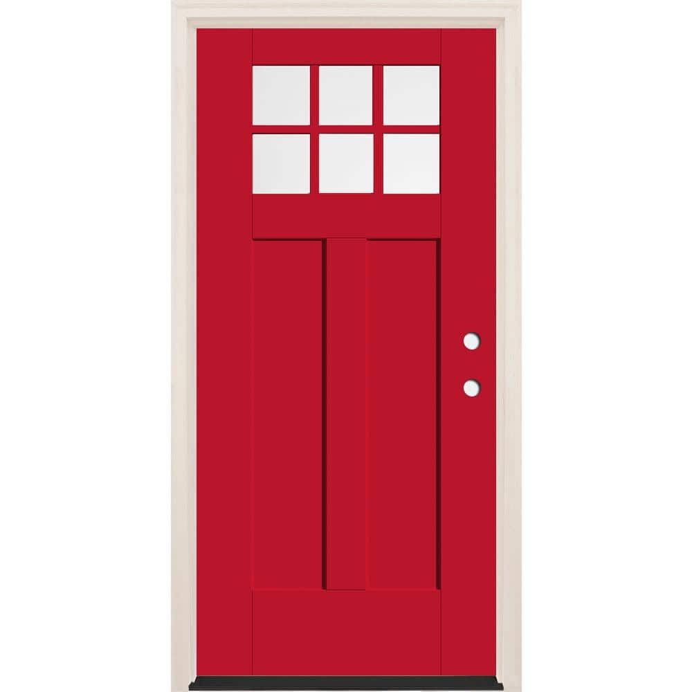 Builders Choice 36 in. x 80 in. Left-Hand 6-Lite Clear Glass Ruby Red ...