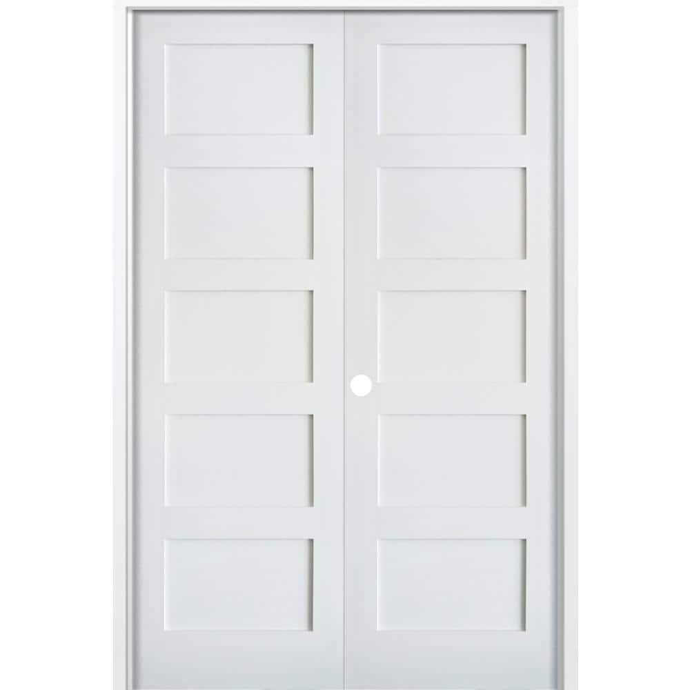 Krosswood Doors 60 in. x 96 in. Craftsman Primed Left-Handed Wood MDF ...