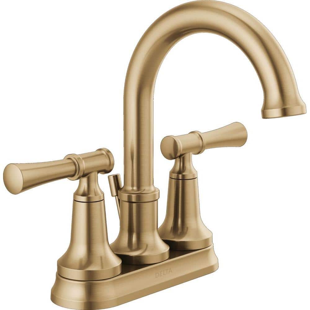 Reviews for Delta Chamberlain Gold 4 in. Centerset Double-Handle Bathroom Faucet in Champagne ...
