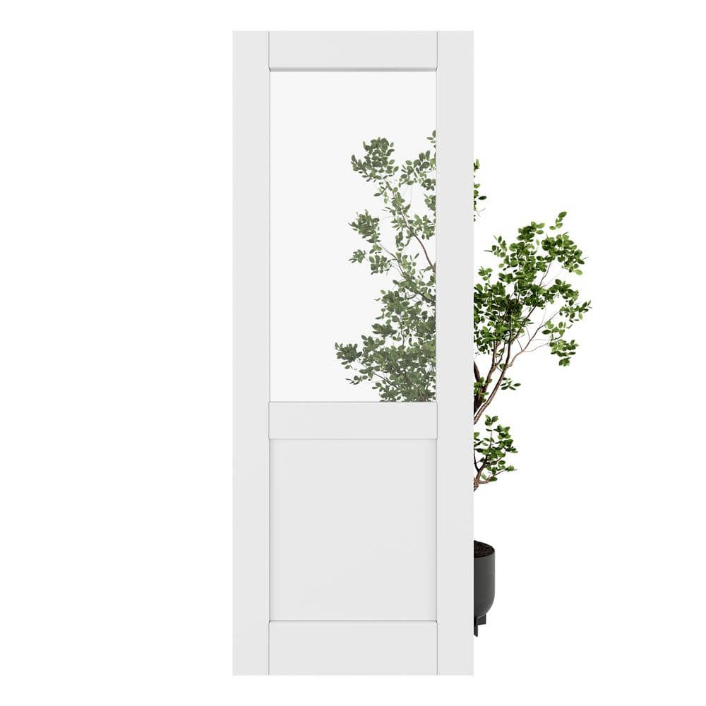 ARK DESIGN 28 in. x 80 in. 1/2 Lite Clear Glass and MDF White Primed ...