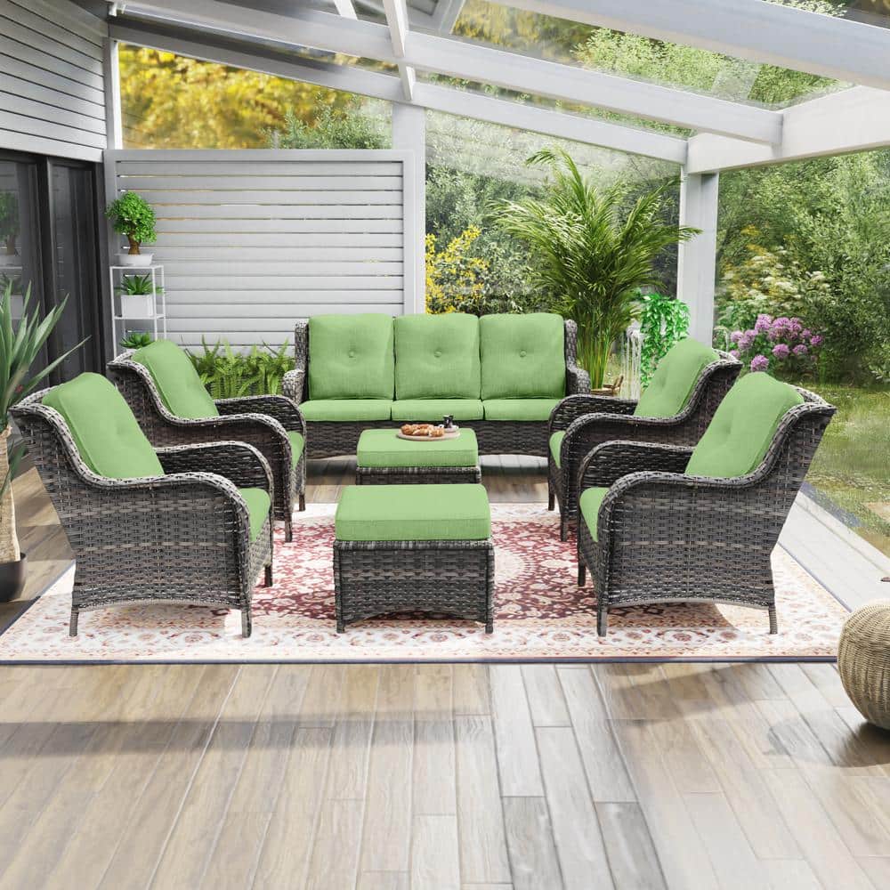 Gardenbee 7-Piece Wicker Outdoor Patio Conversation Lounge Chair Sofa ...