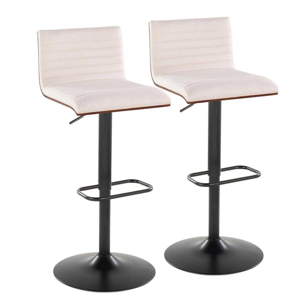 Lumisource Mason 43 in. Adjustable Height Cream Fabric & Black Metal ...