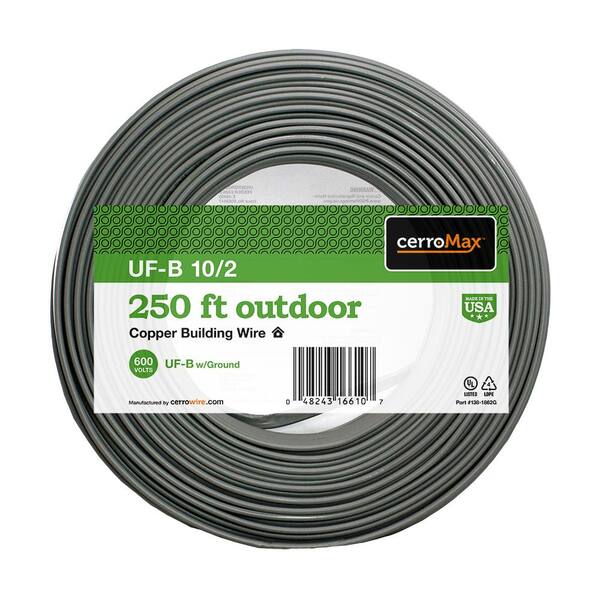 Cerrowire 250 Ft 10 2 Gray Solid CerroMax Copper UF B Cable With