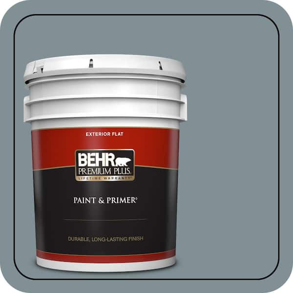 BEHR PREMIUM PLUS 5 gal. #740F-4 Dark Storm Cloud Flat Exterior Paint ...