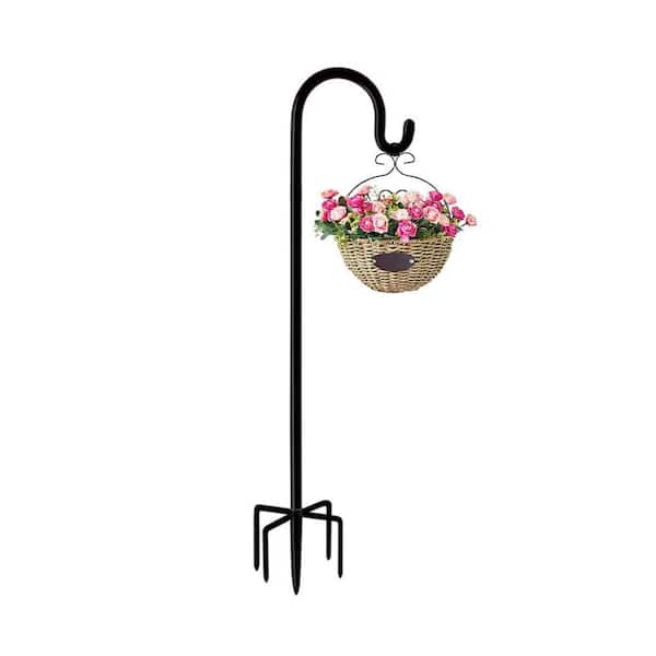 .N/A 36 In. Black Metal Adjustable Shepherd Hook with 5-Base Claws for ...