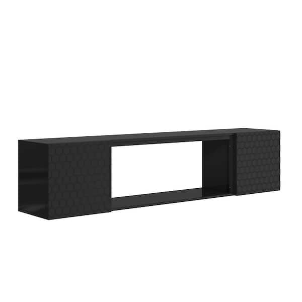 Clihome 70 in. Black Wall Mount TV Stand TV Cabinet Console Table Fits ...