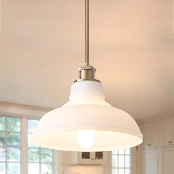 ETONIMERR 11 in. 1-Light Brass Modern Rustic Bowl Pendant Light With ...