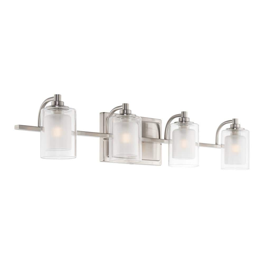 Kira Home Blaise 5.75 in. 4-Light Brushed Nickel Modern LED Bathroom ...