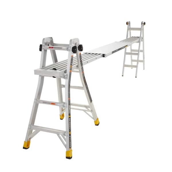 Gorilla Ladders 26 ft. Aluminum Ladder, Rail Brackets, Step Platform ...