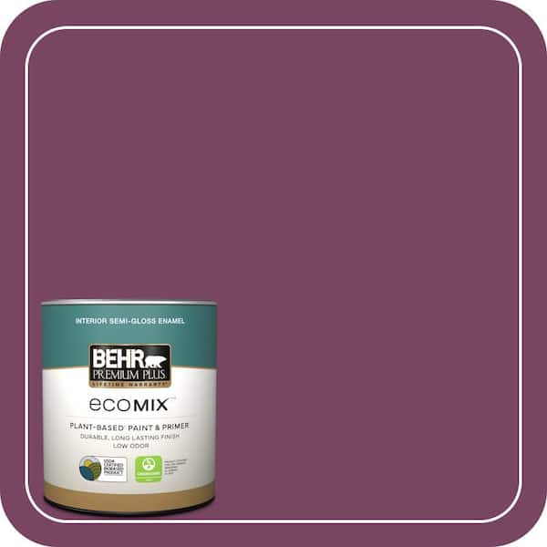 BEHR PREMIUM PLUS 1 qt. #690B-7 Plum Jam Semi-Gloss Enamel EcoMix Plant ...