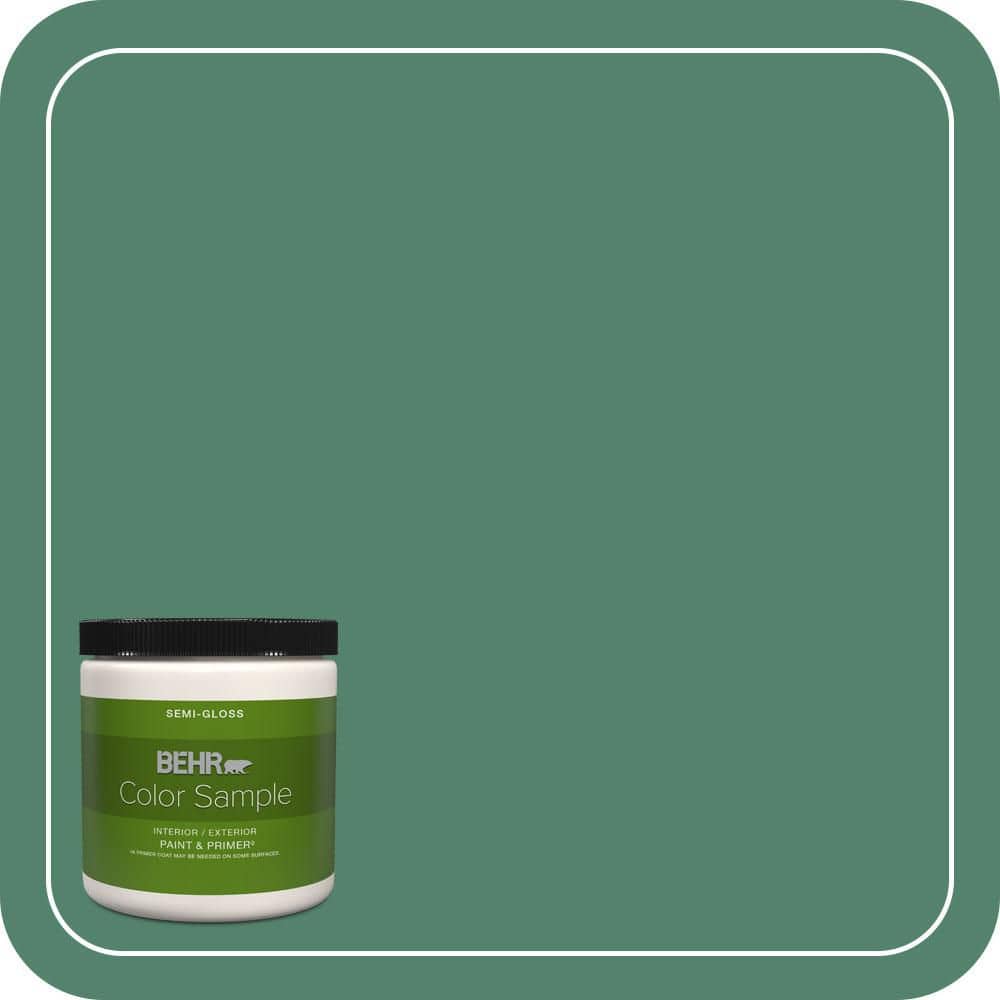 BEHR PREMIUM PLUS 8 oz. #M420-6 Tournament Field Semi-Gloss Interior ...