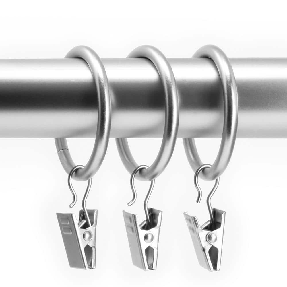 Chicology Essential Satin Nickel (100% Steel) Curtain Rings with Clips ...