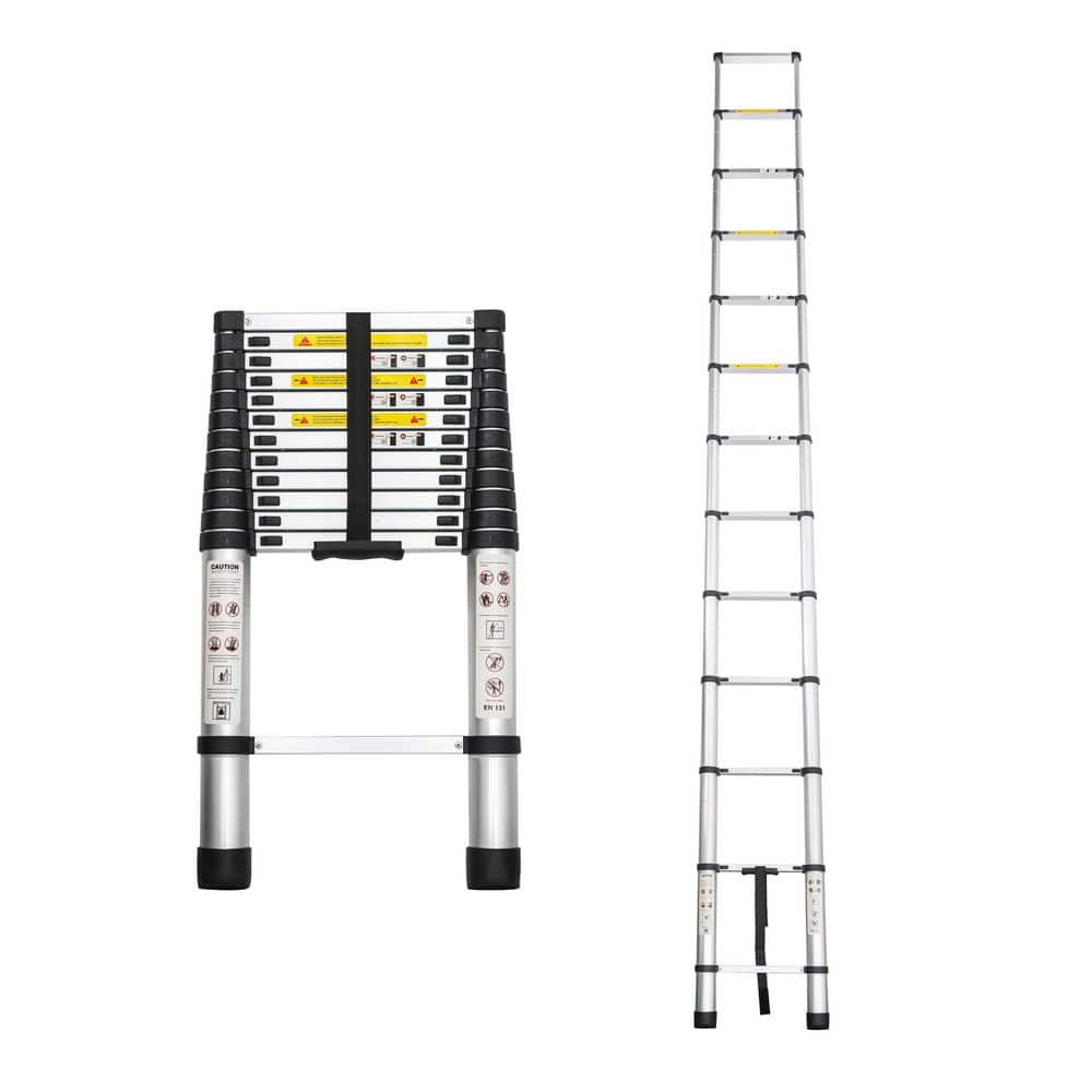 WRIGHTMASTER 16.5 ft. Aluminum Portable Extension Ladder with 300 lbs ...