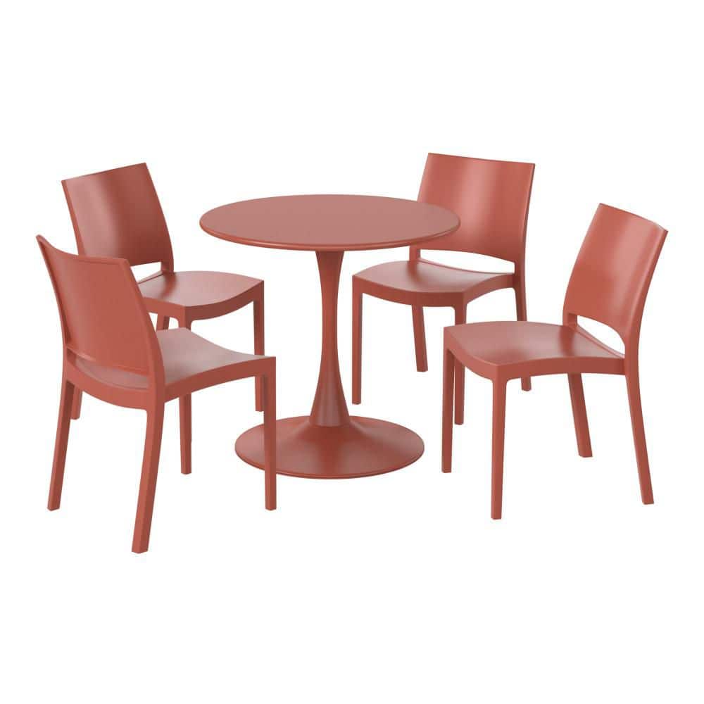 WESTIN OUTDOOR Frond and Form Outdoor Patio Modern 5-Piece Round HDPE ...