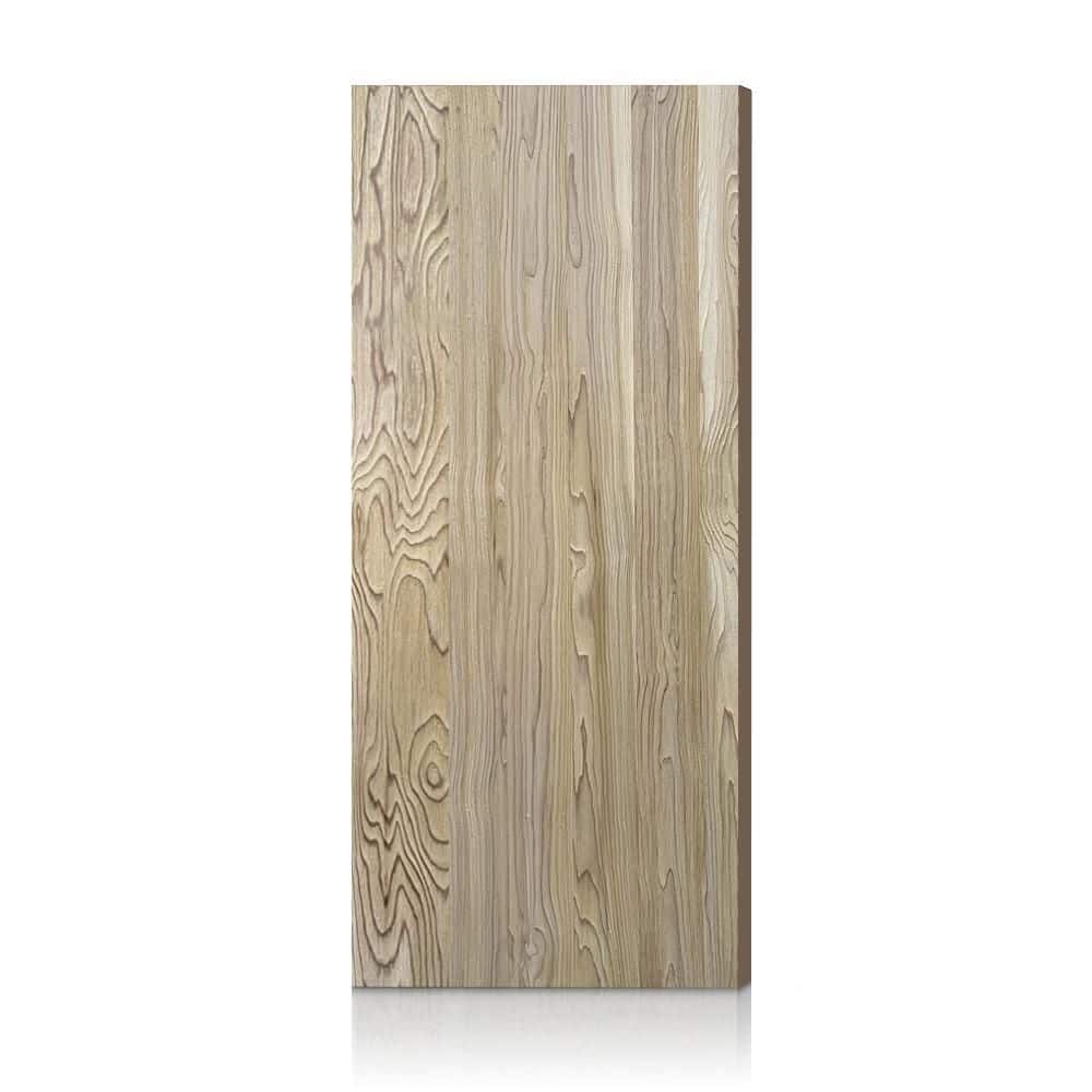 CALHOME 32 in. x 88 in. Natural Wood Wire Brushed Hollow Core Veneer ...