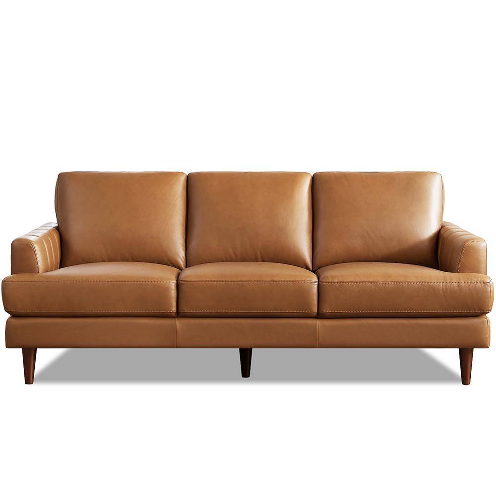 Reviews for Cassia 80 in. Square Arms Top Grain Leather Rectangle 3 ...