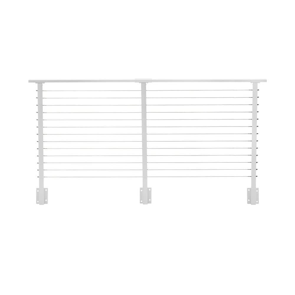 CityPost 12 ft. Deck Cable Railing, 42 in. Face Mount in White CP-12-W ...