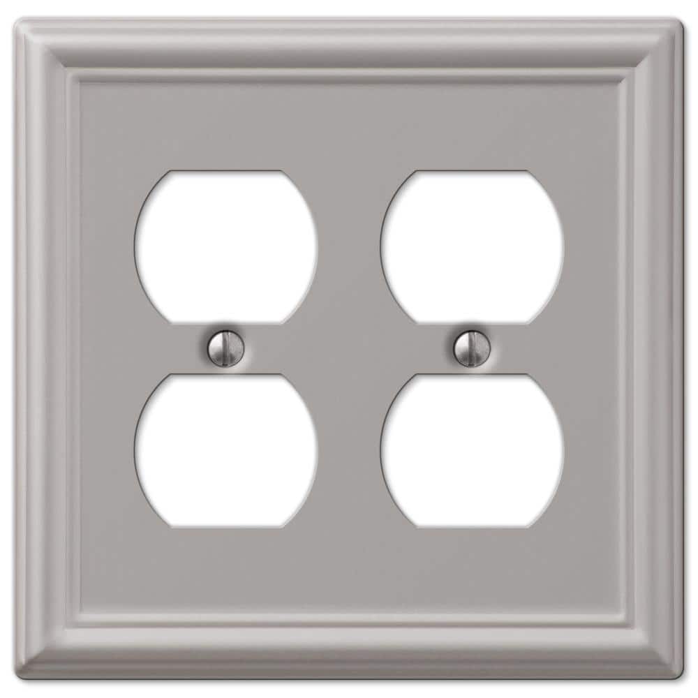 AMERELLE Ascher 2-Gang Brushed Nickel Duplex Outlet Stamped Steel Wall ...