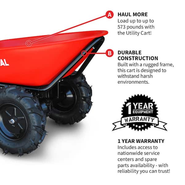 Cardinal Electric Utility Cart 40-Volt Battery-Powered Wheelbarrow 570-lb. Bucket Capacity ...