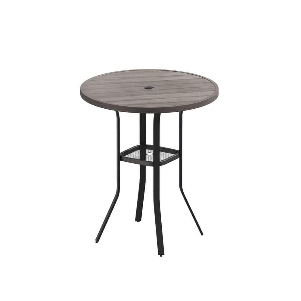Sudzendf Gray 35.4 in. W Metal Outdoor Round Bar Table, Bar Height ...