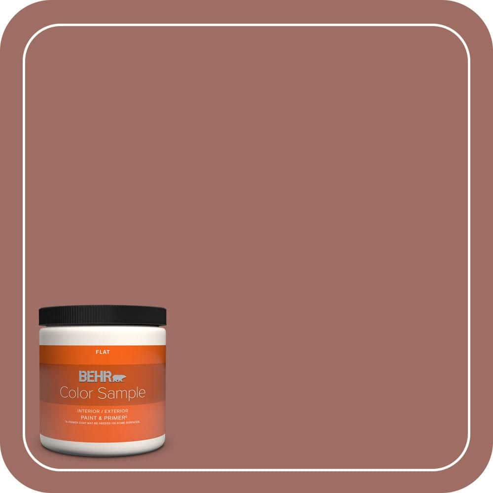 BEHR PREMIUM PLUS 8 oz. #190F-5 Brandy Flat Interior/Exterior Paint ...