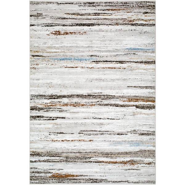 Livabliss Mood Medium Brown/Multicolor Striped 5 ft. x 7 ft. Indoor ...