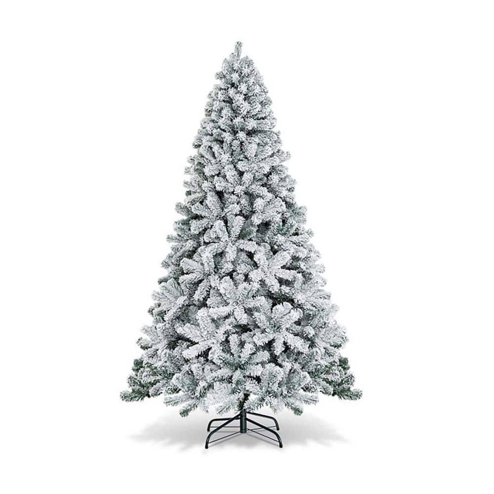 Boyel Living 7.5 ft. Unlit Artificial Snow Flocked Hinged Christmas ...