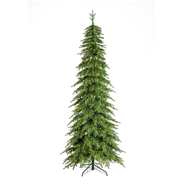 Glitzhome 9 ft. Pre-Lit Green Pencil Spruce Artificial Christmas Tree w ...