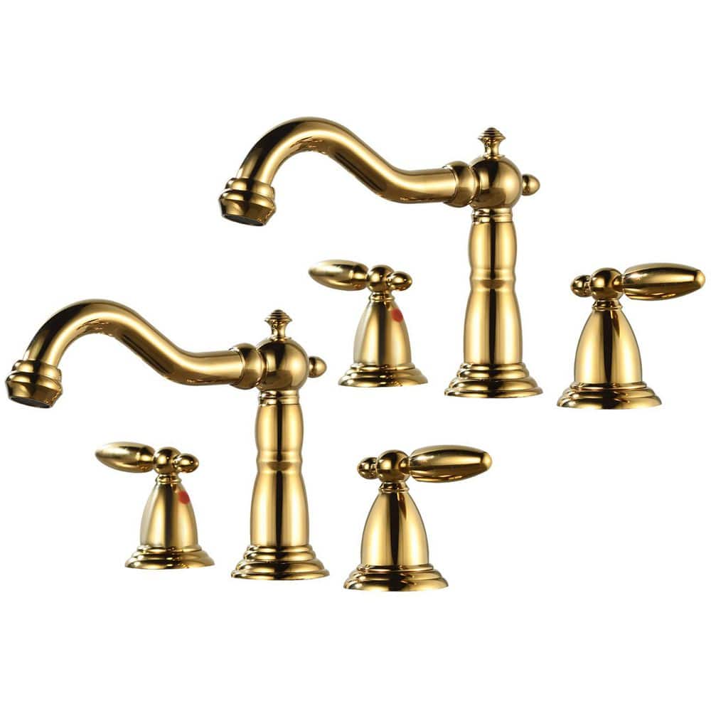 AKLFGN Double handles 8 in. Widespread Bathroom Faucet 3-Hole Bathroom ...