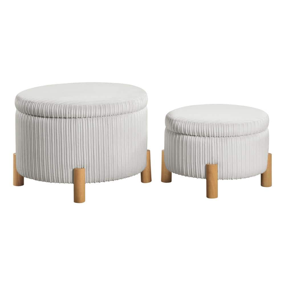 OSP Home Furnishings Bennett 2-Pieces Polyester Storage Ottoman Set in ...