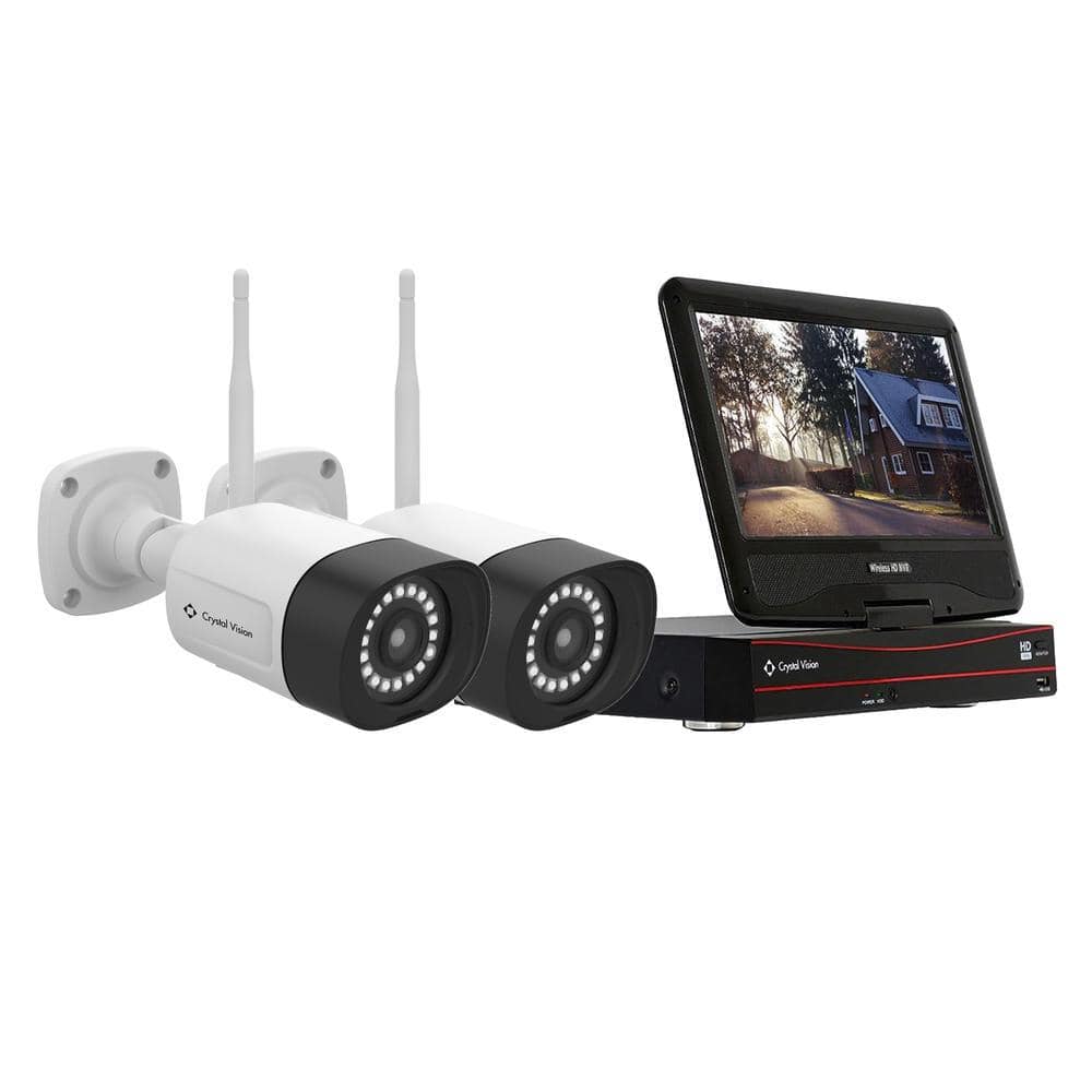 Crystal Vision 8CH Wireless NVR Surveillance Kit w/10.1Monitor, 2x 3MP ...