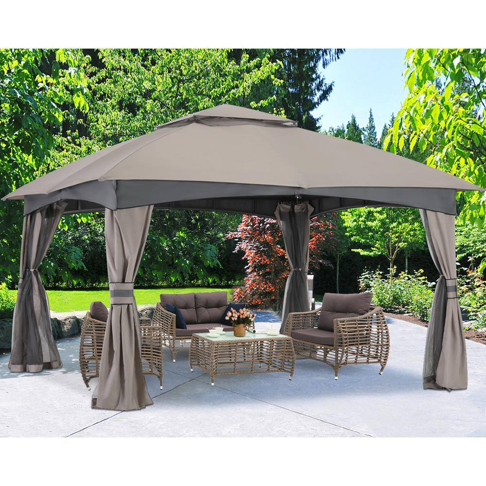 ABCCANOPY Patio Gazebo 10 ft. x 12 ft. with Netting and Pole Covering ...