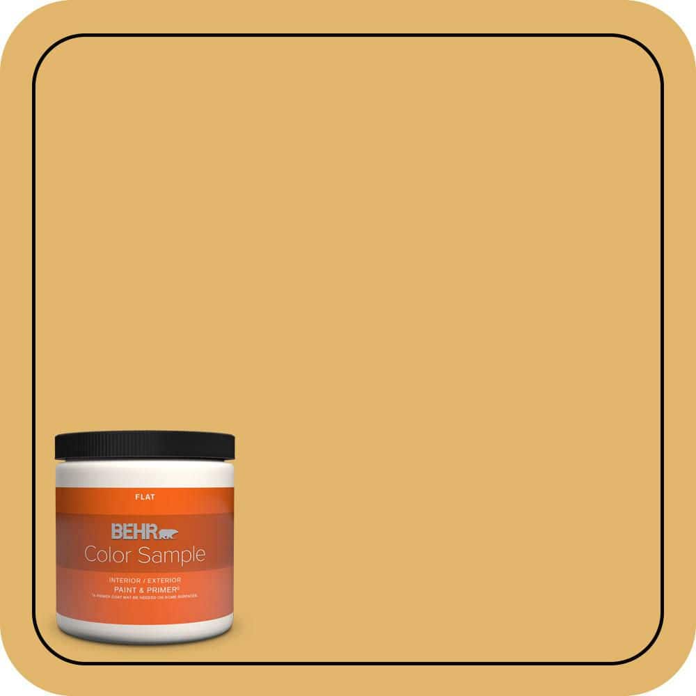 BEHR PREMIUM PLUS 8 oz. #M290-5 English Custard Flat Interior/Exterior ...