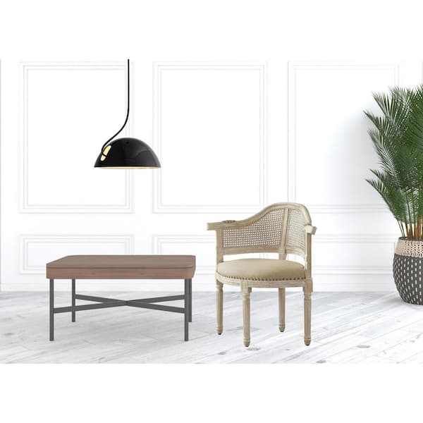 HomeRoots Amelia 33.3 in. Beige Linen Arm Chair with Nailhead Trim ...