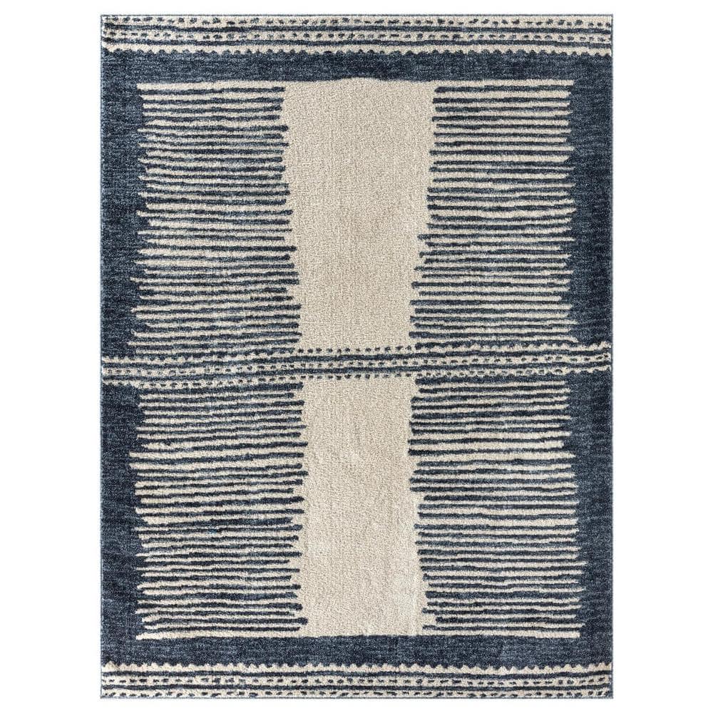 LUXE WEAVERS Milano Collection Geometric Moroccan Navy 8 ft. x 10 ft ...