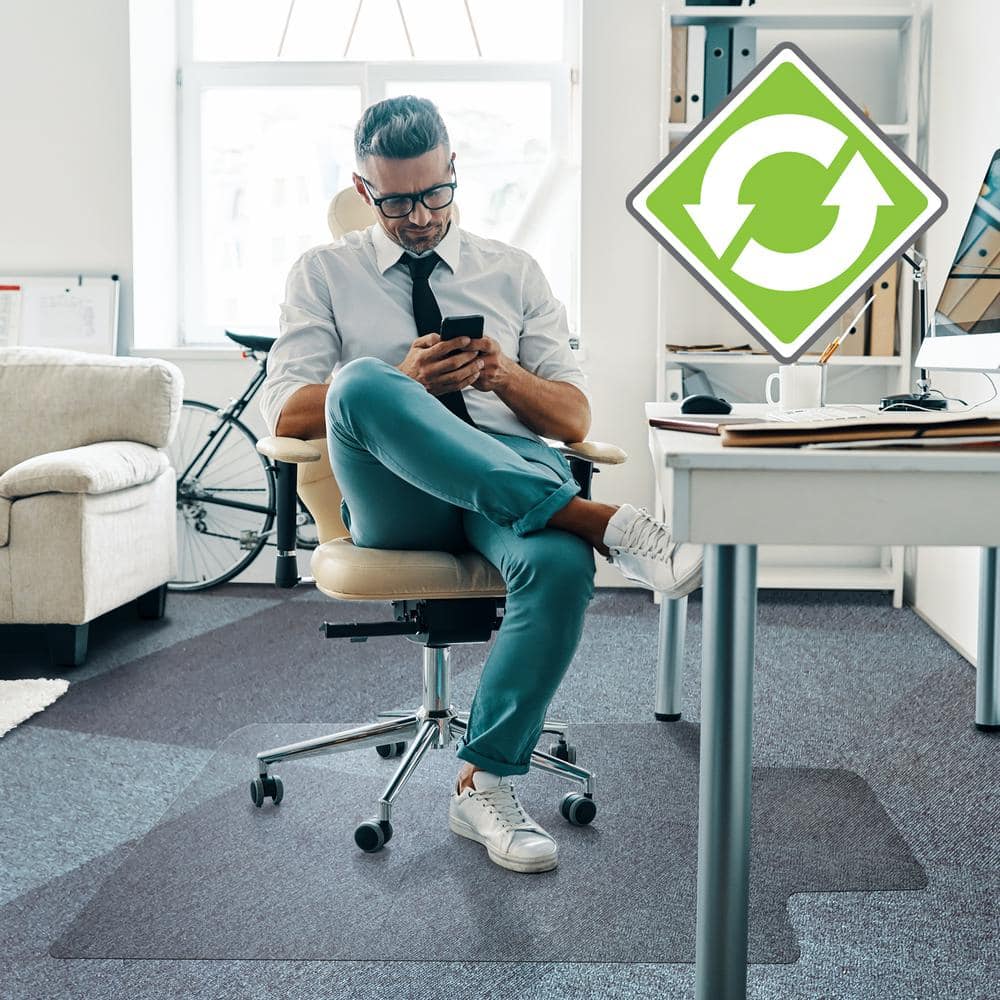 Floortex Cleartex Clear 48 in. x 60 in. Enhanced Polymer Lipped Indoor ...