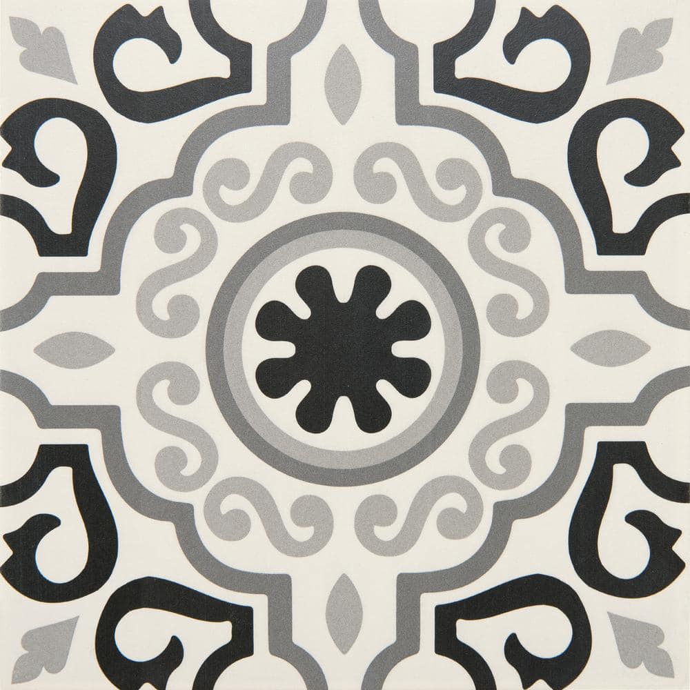 Daltile Memoir Crystal Black 6 in. x 6 in. Glazed Ceramic Floor and ...