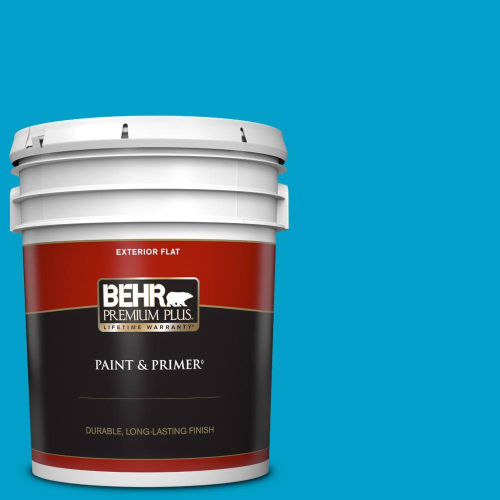 BEHR PREMIUM PLUS 5 gal. #P490-5 Yucatan Flat Exterior Paint & Primer ...