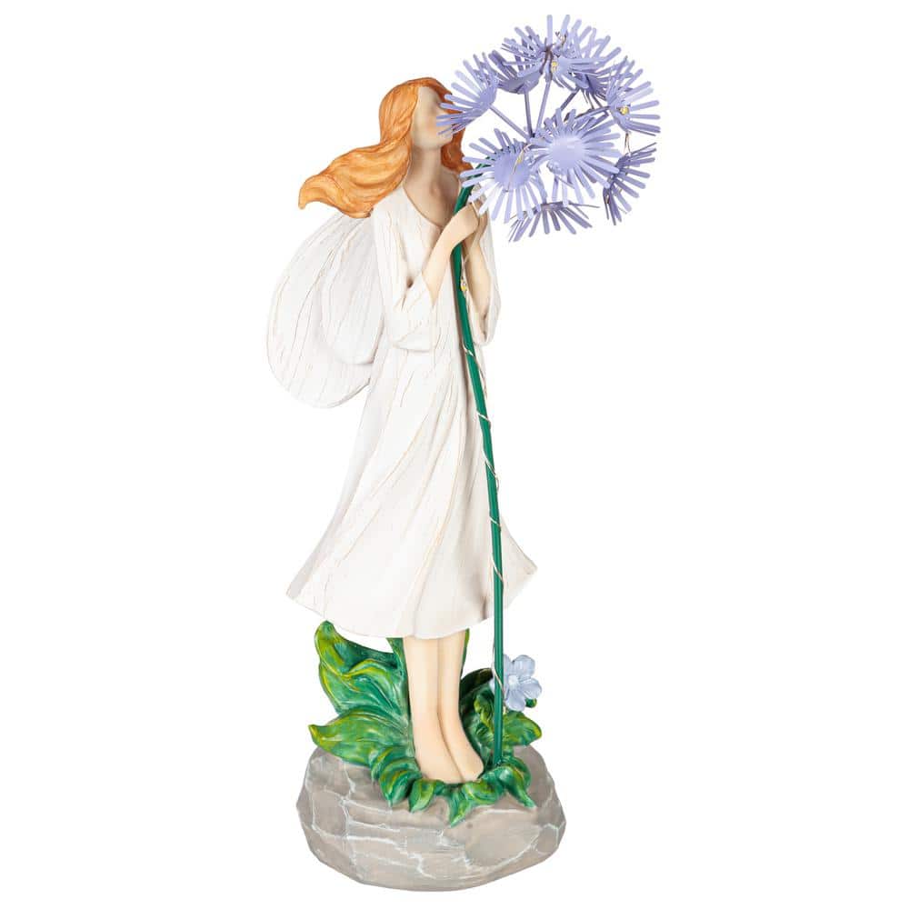 Evergreen Enterprises 13 in. LED Garden Angel Resin Statuary, Purple ...