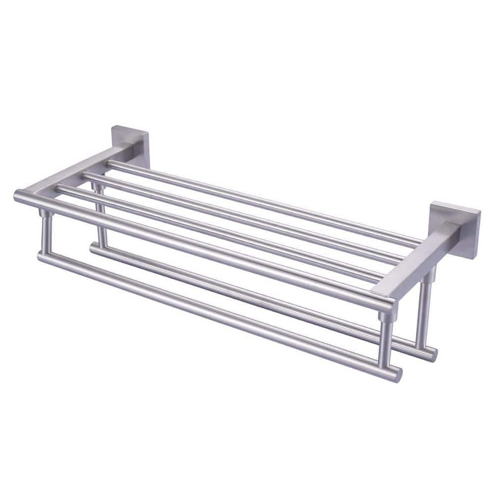 VEVETTA 20 in. Wall Mounted Double Towel Bar in Brushed Nickel VE ...