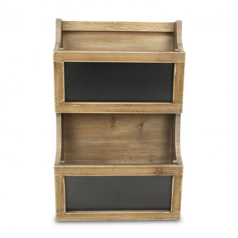 HomeRoots 2-Tier Wooden Chalkboard Wall Storage 2000399686 - The Home Depot
