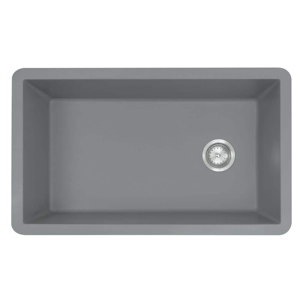 MSI 31 in. Undermount Single Bowl Matte Gray Quartz Kitchen Sink ...