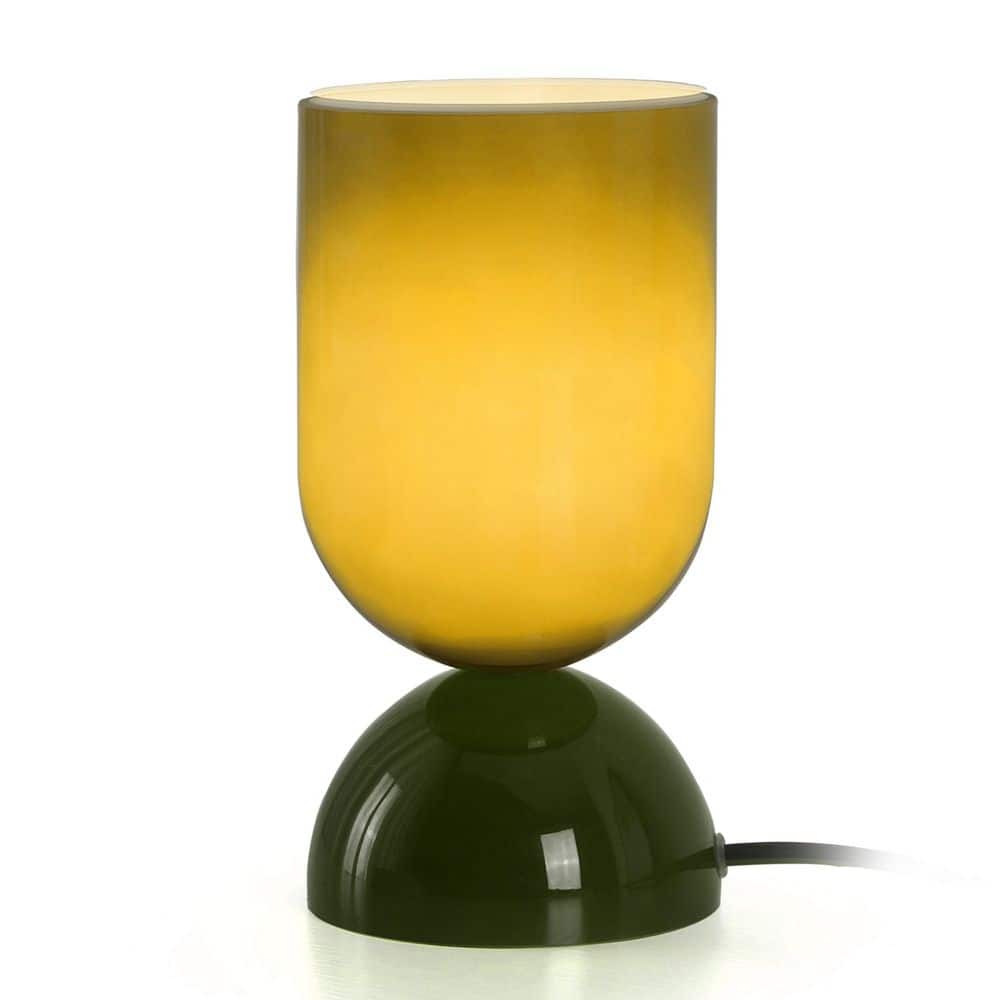 Keazile Maya 9 in. Green Glass Table Lamp for Bedroom with E12 Bulb ...